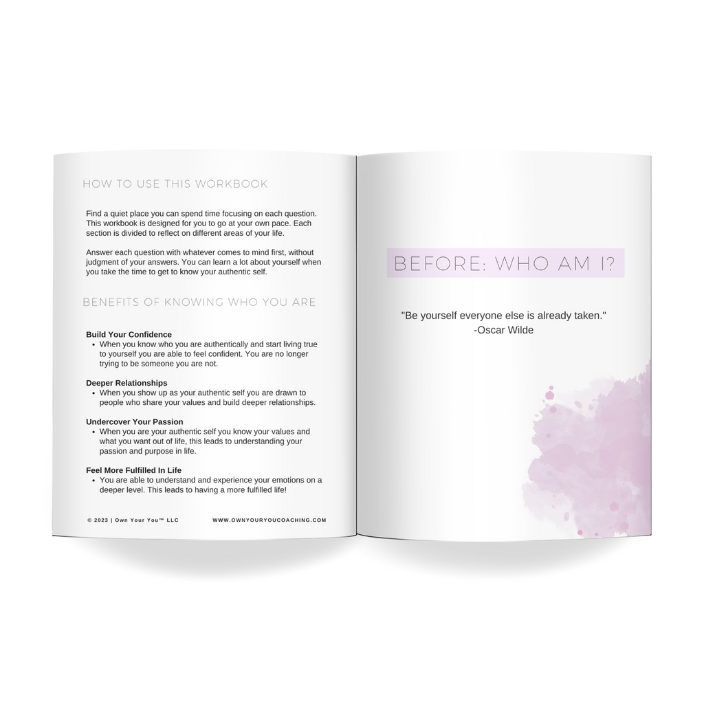 Re-Discover Your Authentic Self Workbook | Own Your You